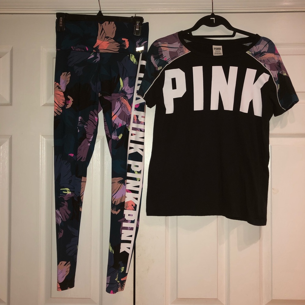 Vs Pink Set;Bonded Legging-S(?M) & Tee-S(?M) - Gem